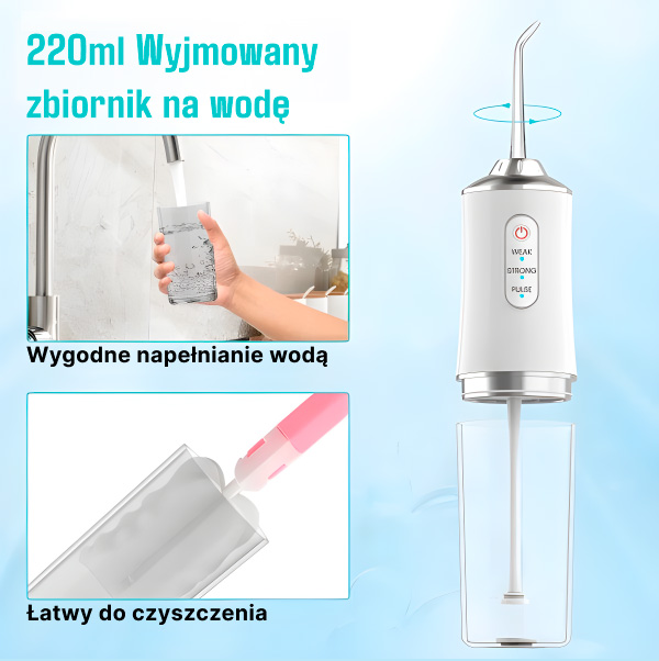 Belaidis burnos irigatorius – 4 antgaliai, įkraunamas per USB ...